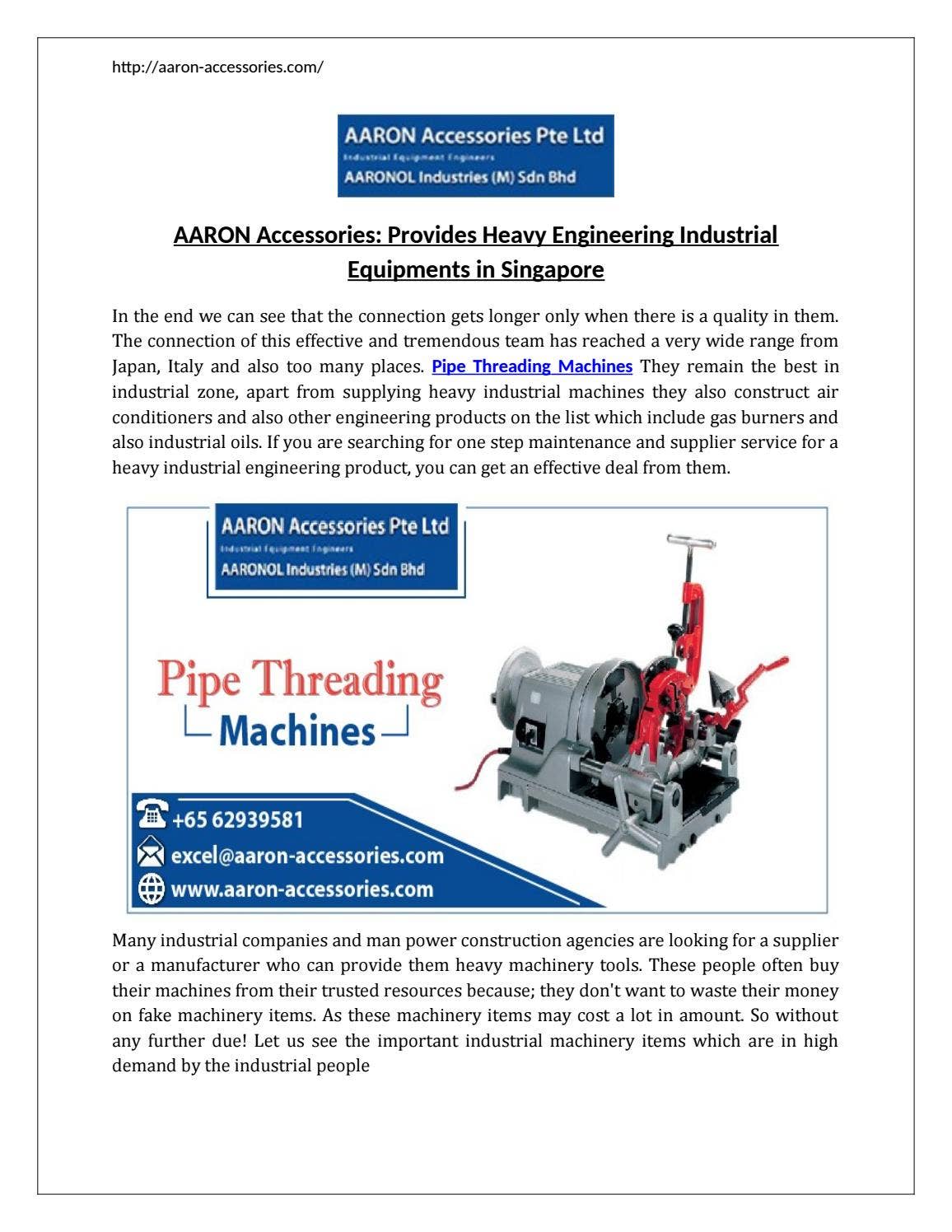 Pipe Cutting Machines by AARON Accessories - Issuu