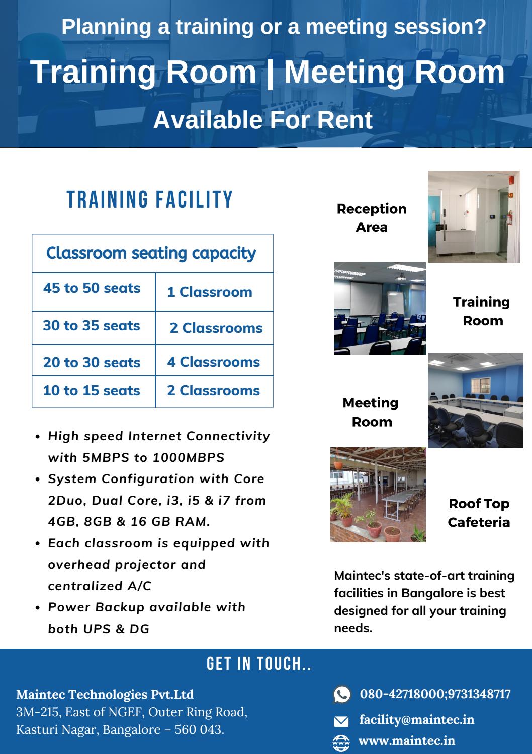 Training Room For Rent | Meeting Room For Rent | Maintec Technologies ...