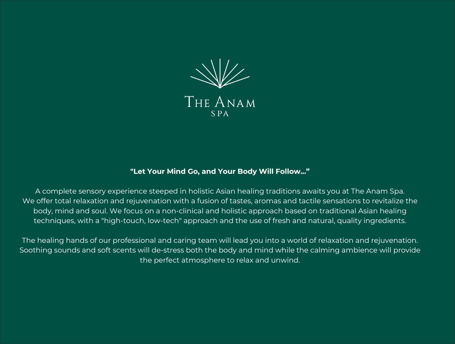 The Anam Spa Menu by The Anam - Issuu
