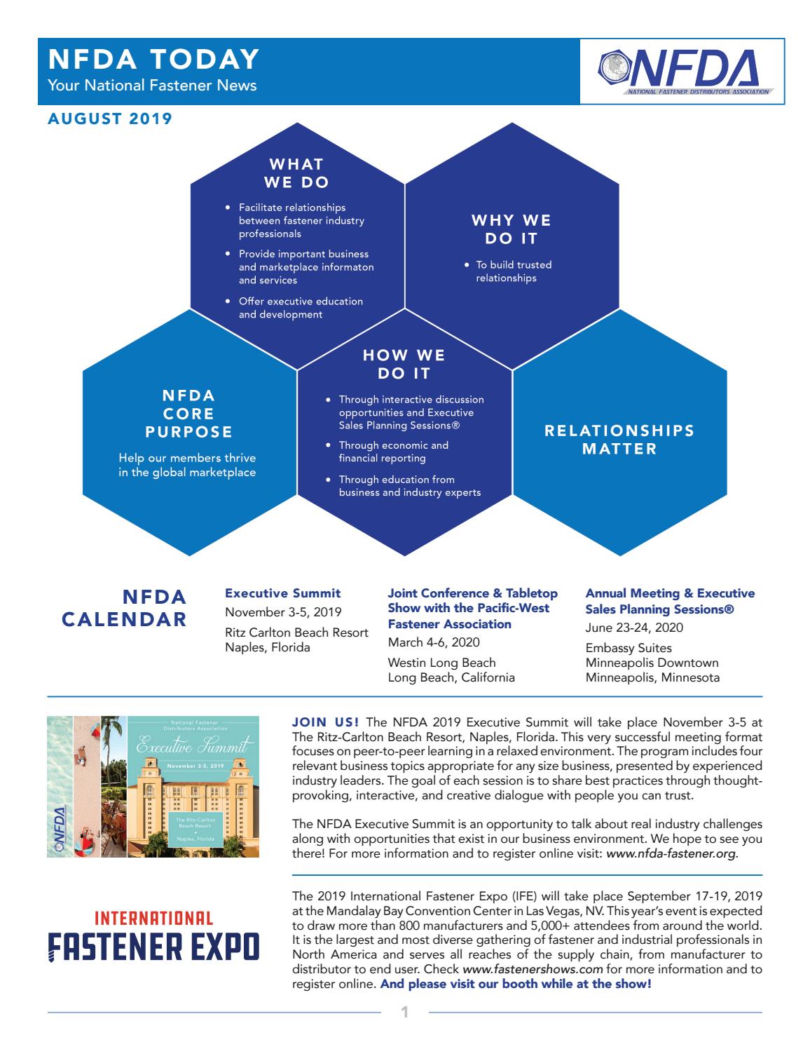 August 2019 NFDA Today by National Fastener Distributors Association - Issuu