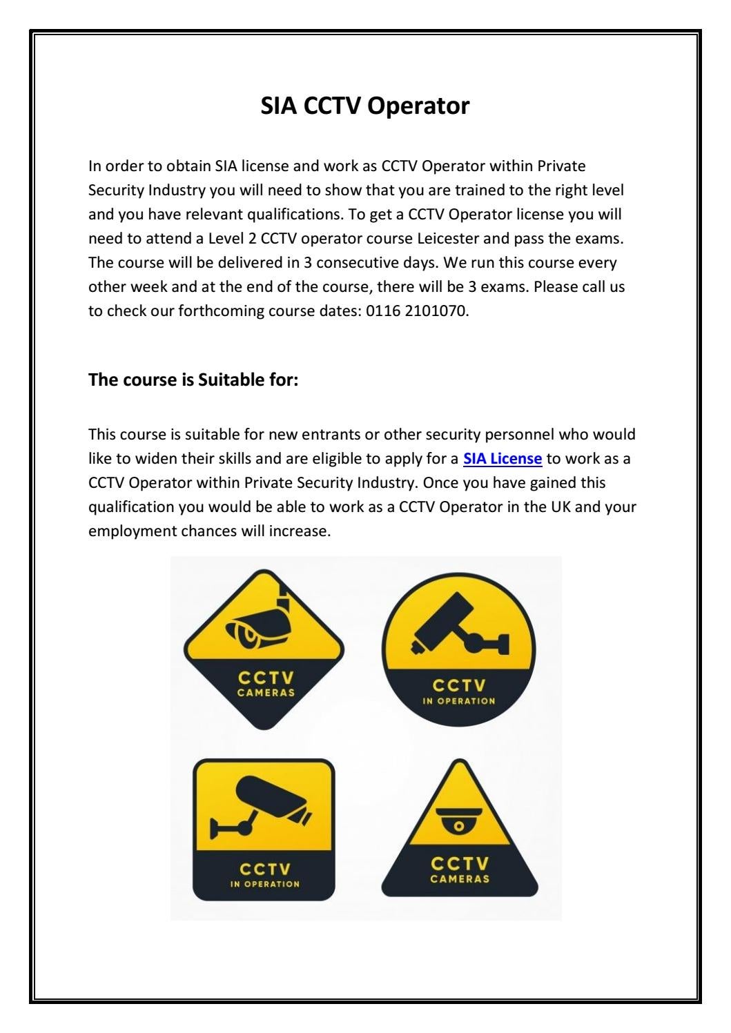 CCTV Operator Course in Leicester by Bright Learning Centre - Issuu