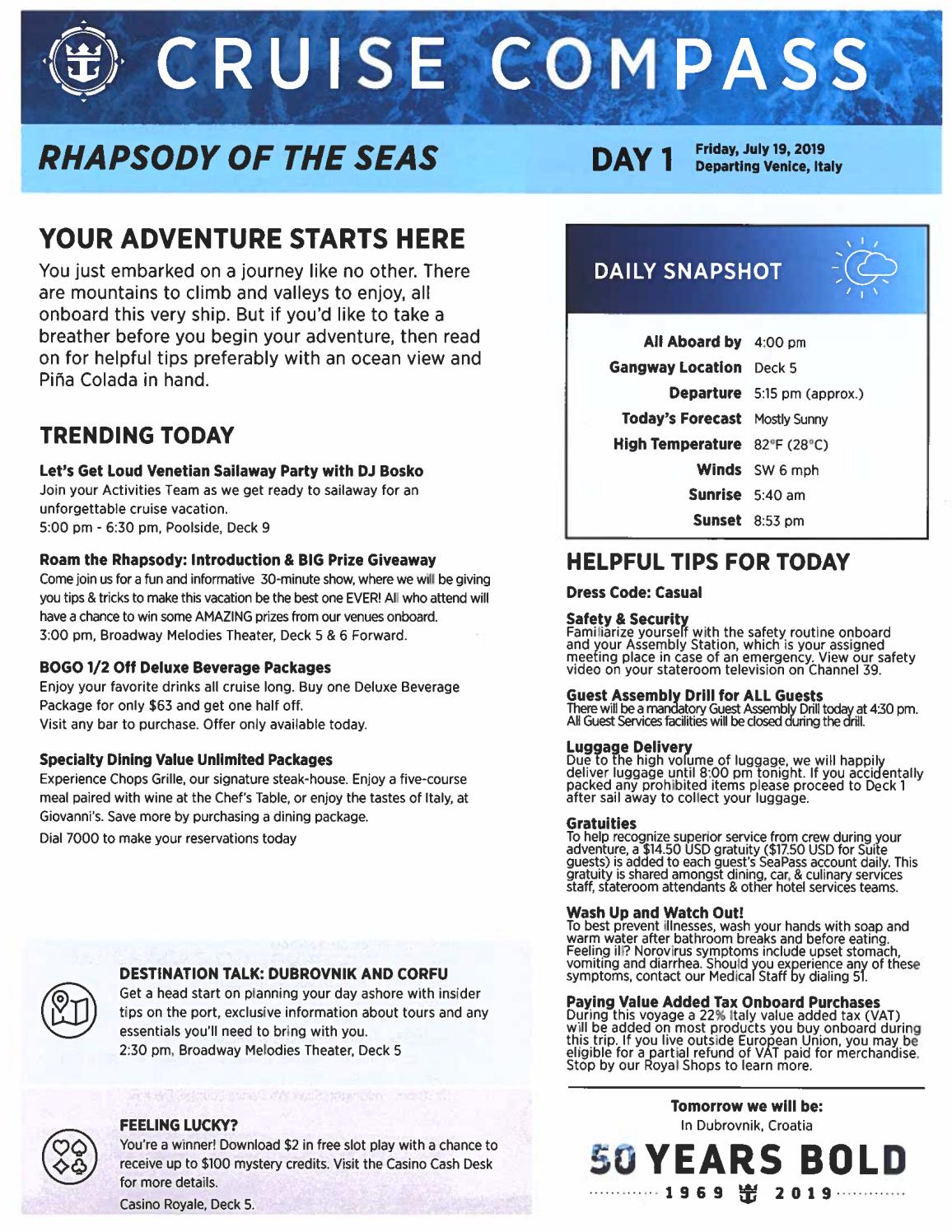 Rhapsody of the Seas 8-night Croatia and Greece Cruise Compass - July ...