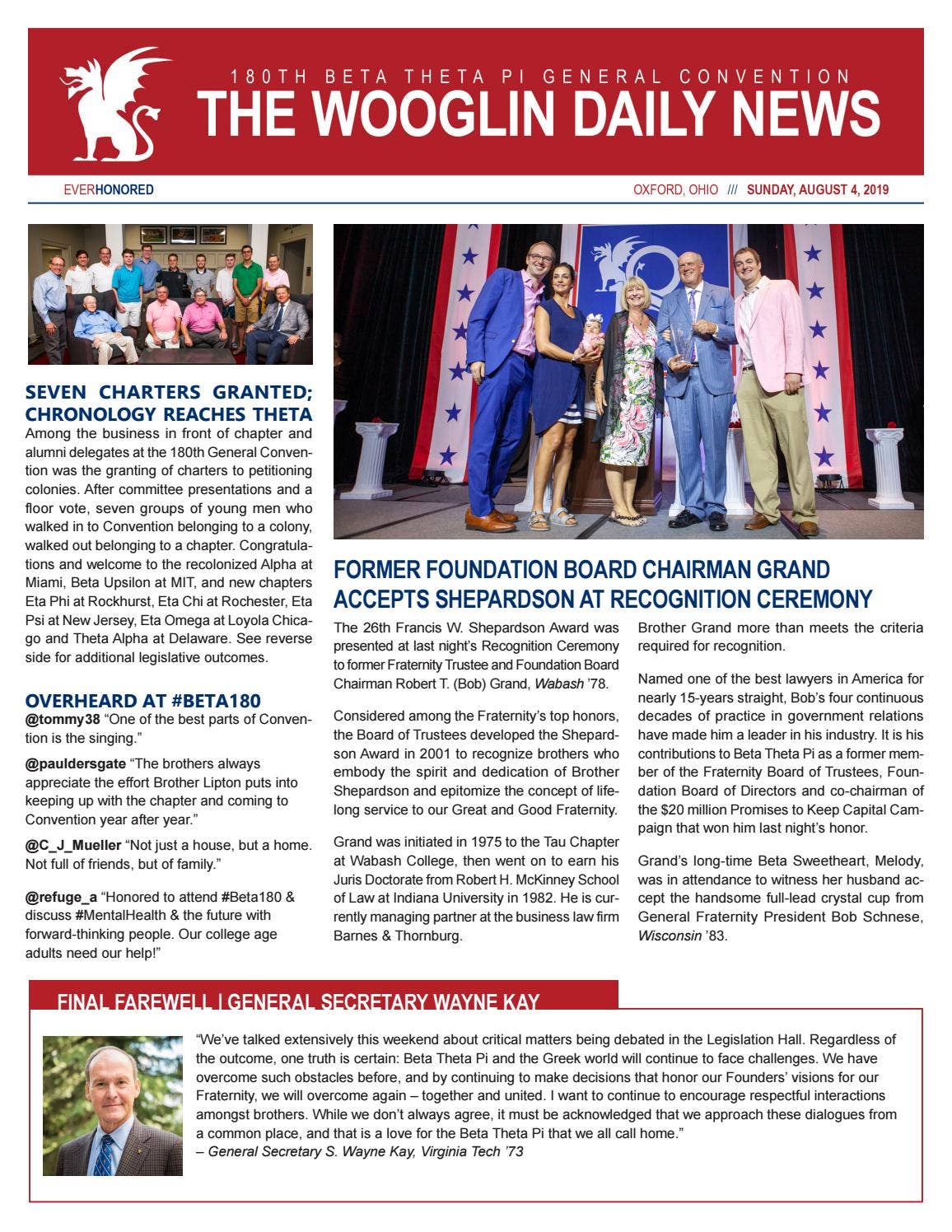 Sunday's Wooglin Daily News - 180th General Convention by Beta Theta Pi ...