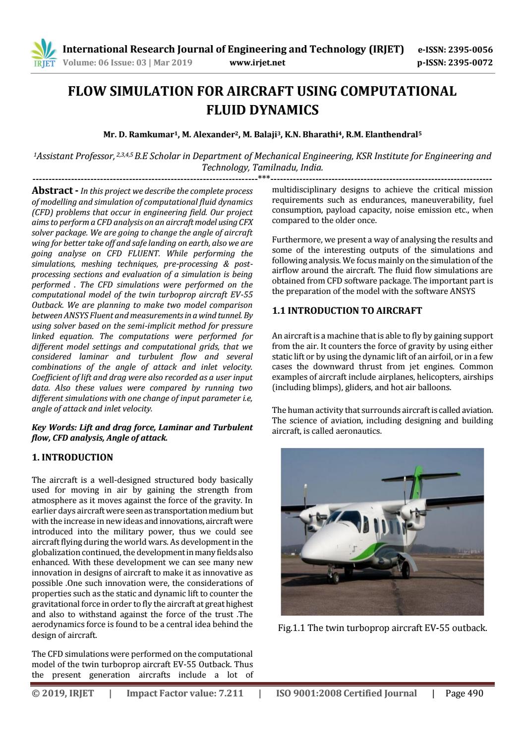 IRJET- Flow Simulation for Aircraft using Computational Fluid Dynamics ...