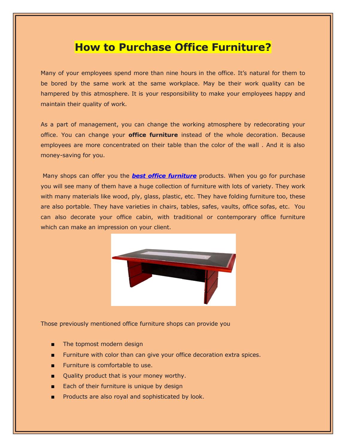 How to Purchase Office Furniture? by Farhad Alhashmi - Issuu