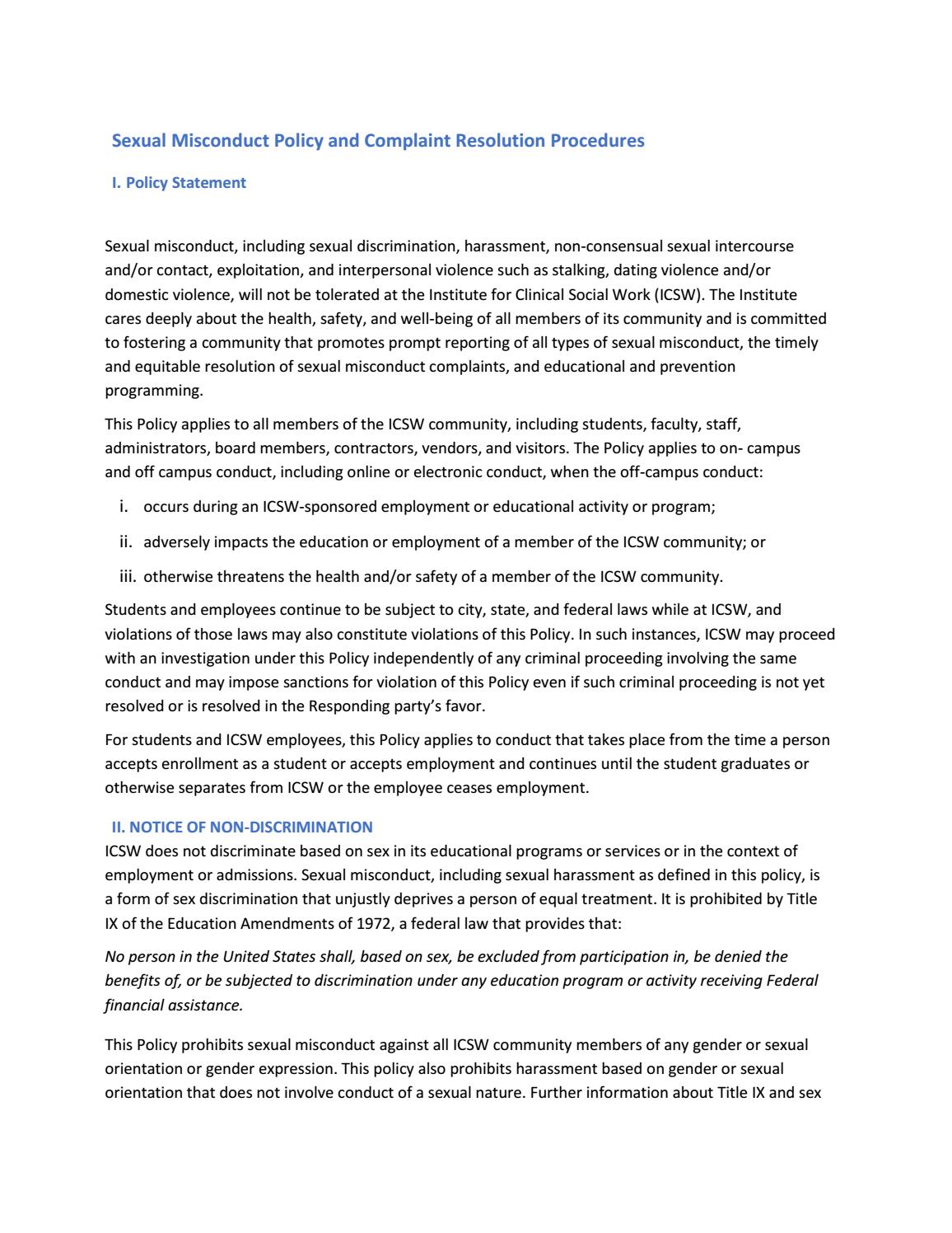 sexual misconduct policy by ICSW - Issuu