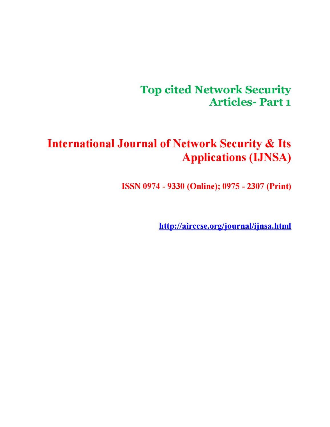 Top cited Network Security Articles- Part 1 by IJNSA Journal - Issuu