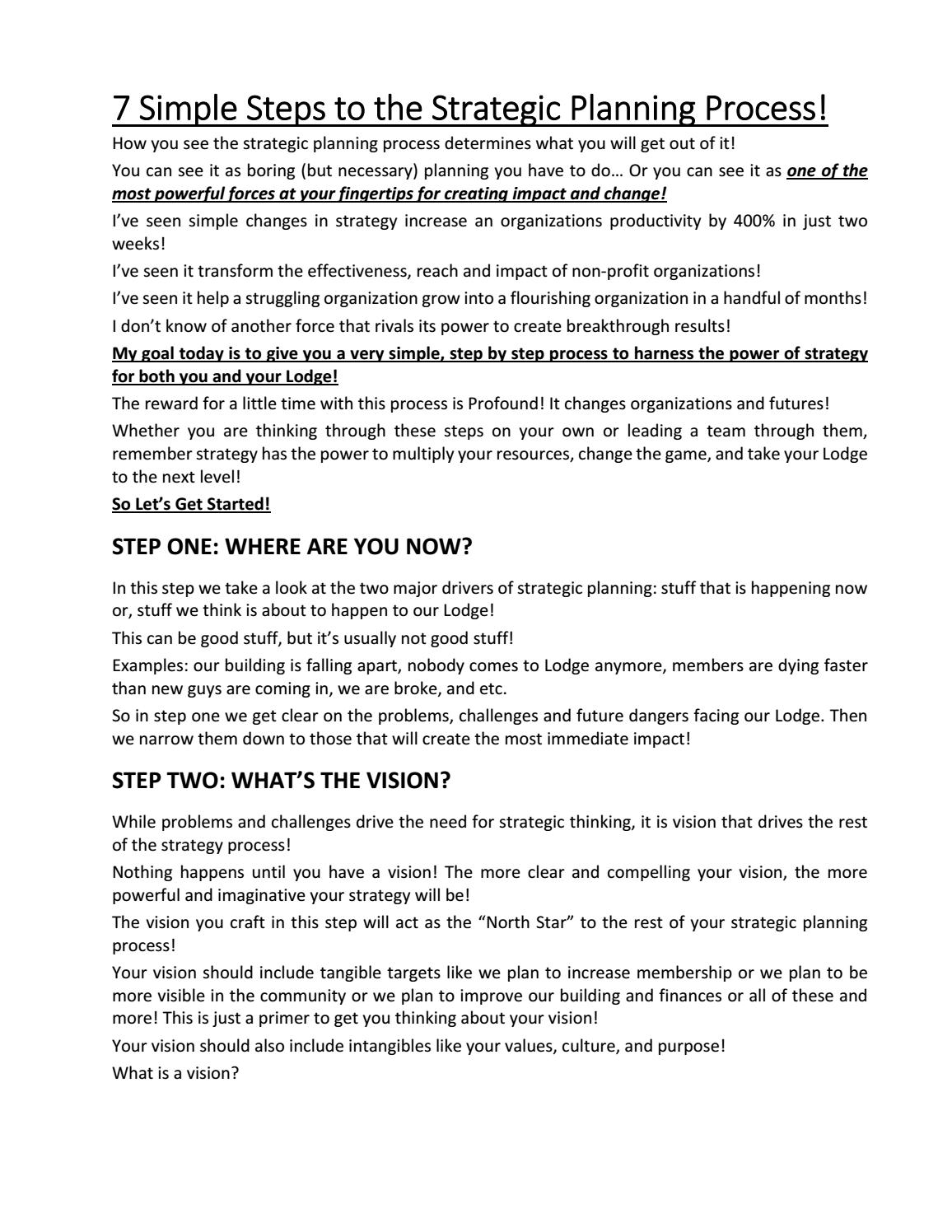 7 Simple Steps to the Strategic Planning Process by Grand Lodge of ...