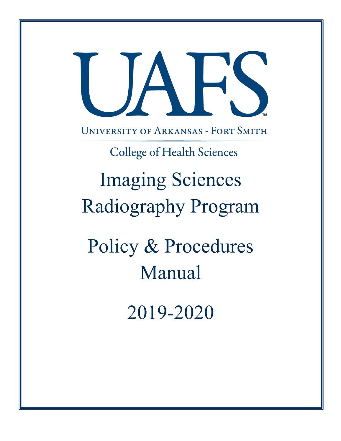 Radiography Policy Procedures Manual by University of Arkansas - Fort ...