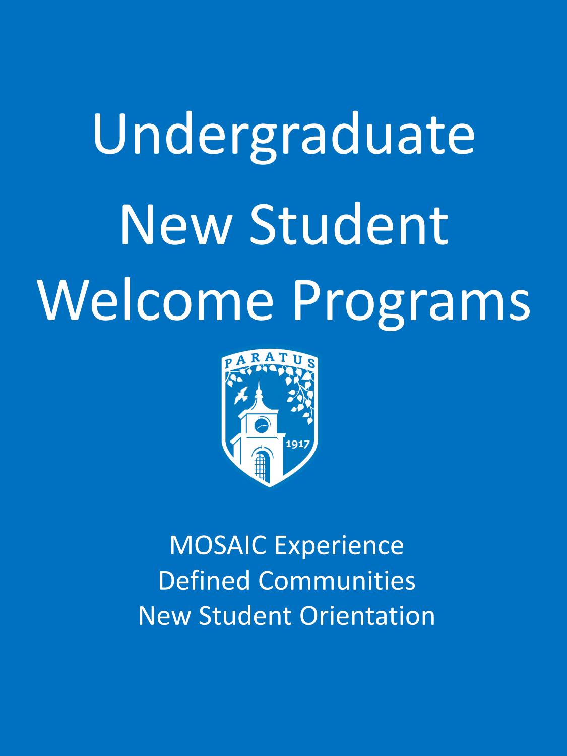 Undergraduate New Student Welcome Programs | August 2019 by Bentley ...