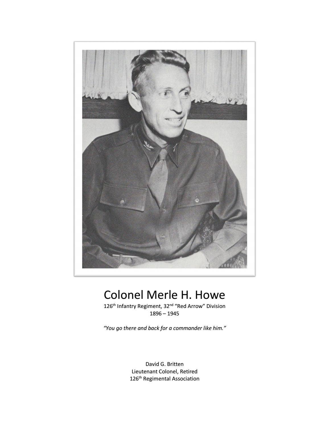 Colonel Merle H. Howe, 1896 - 1945 by David Britten - Issuu