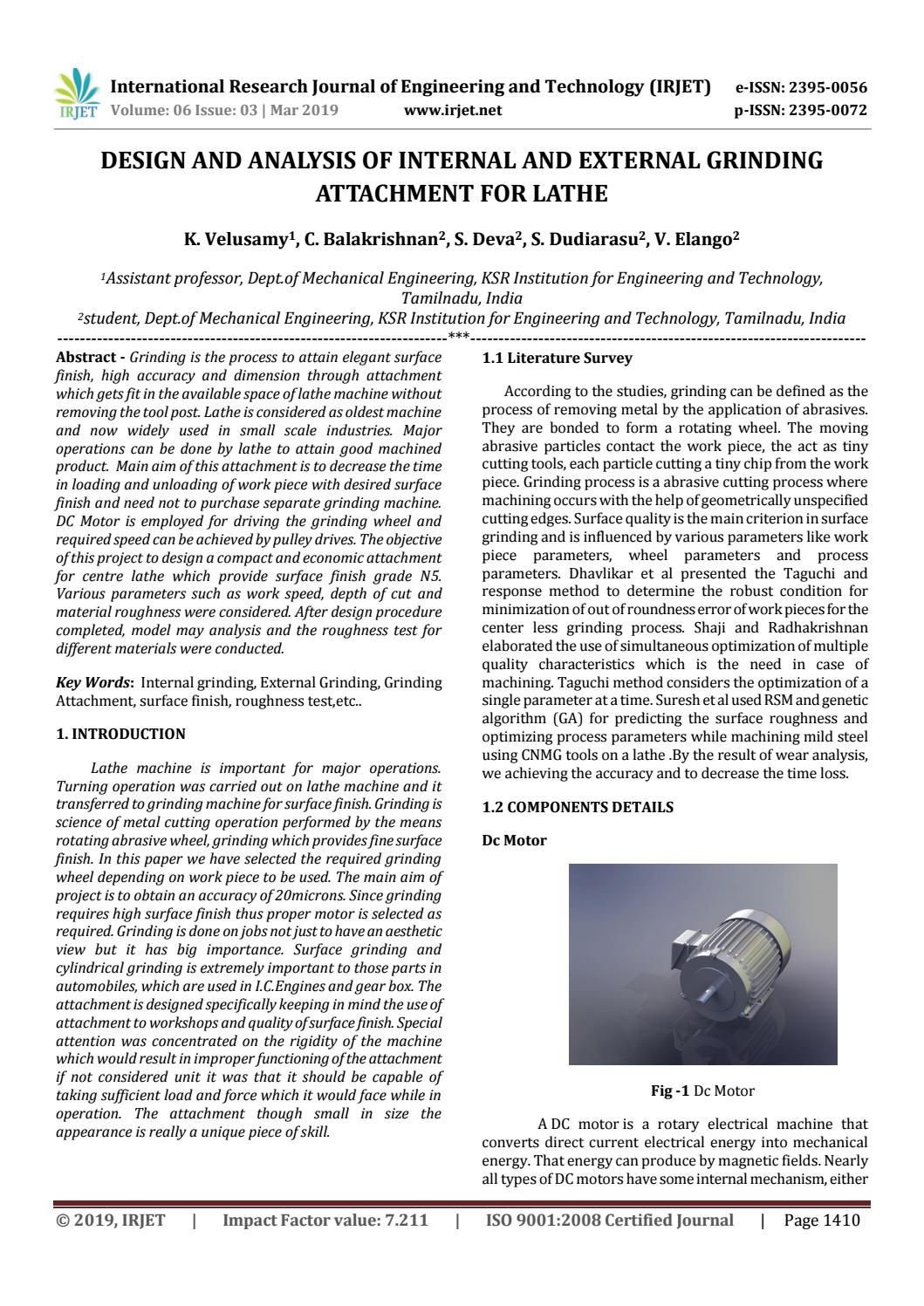 IRJET- Design and Analysis of Internal and External Grinding Attachment ...