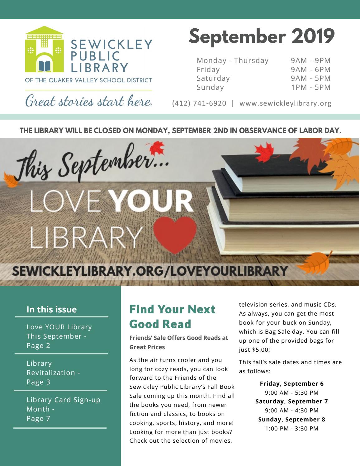 September 2019 by Sewickley Public Library - Issuu