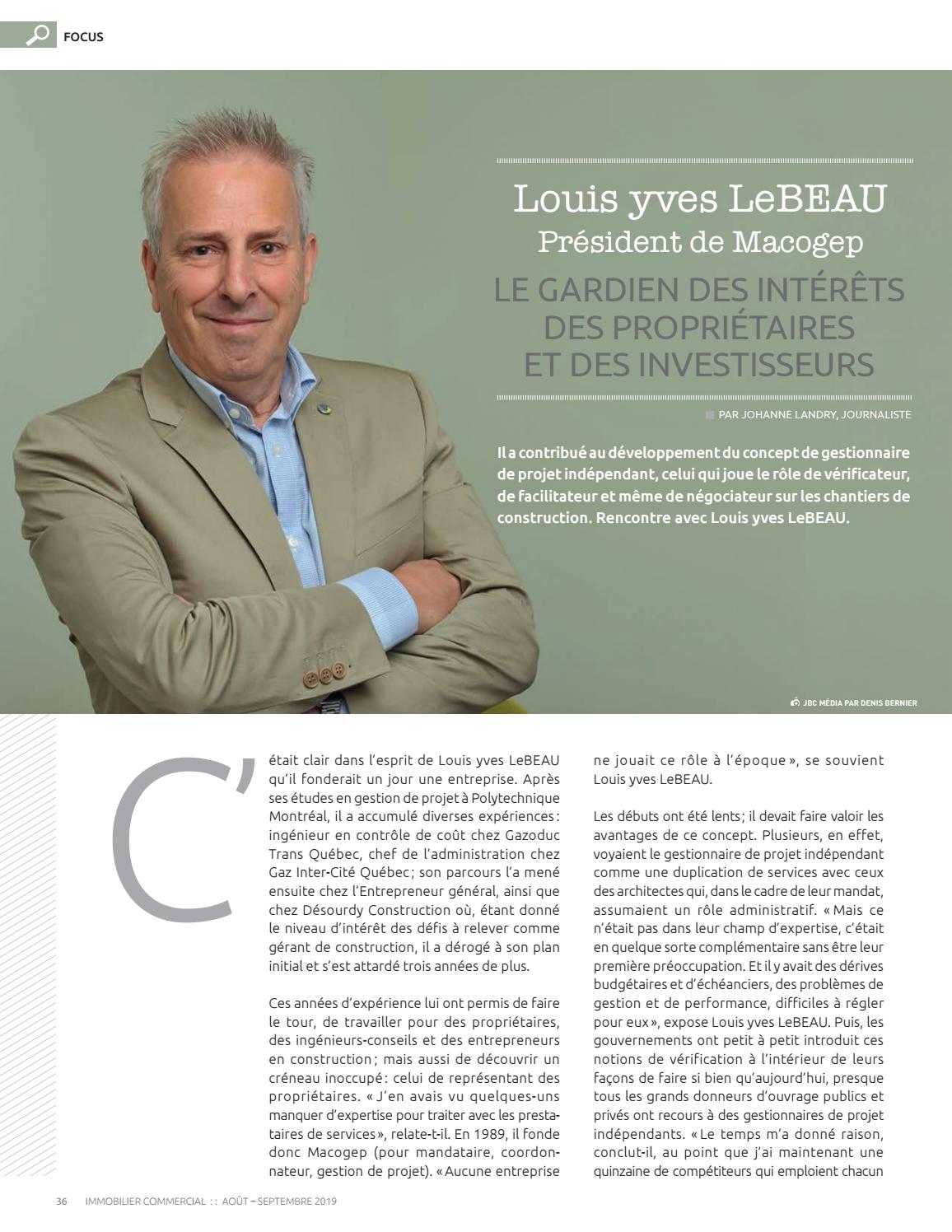 Focus : Louis yves LeBEAU, président de Macogep - Immobilier commercial ...