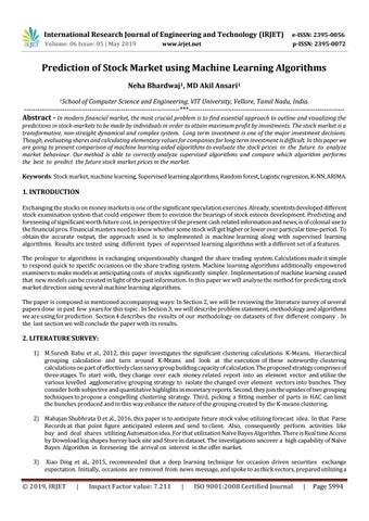IRJET- Prediction of Stock Market using Machine Learning Algorithms by ...