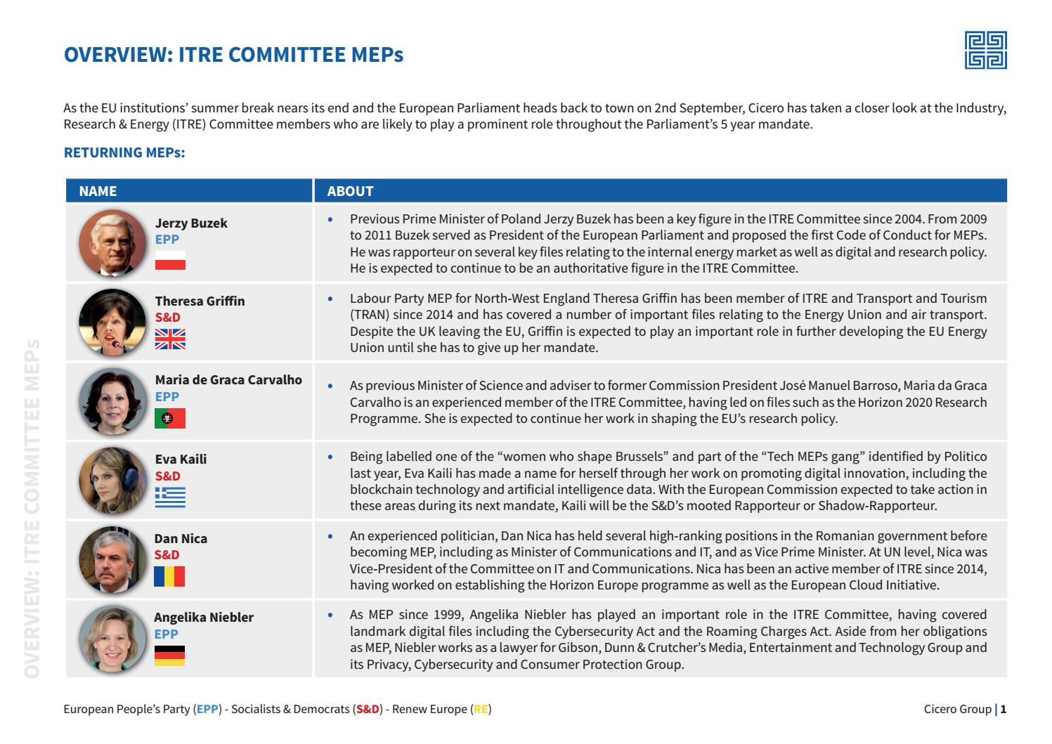 Inside the European Parliament's new Energy & Industry (ITRE) Committee ...