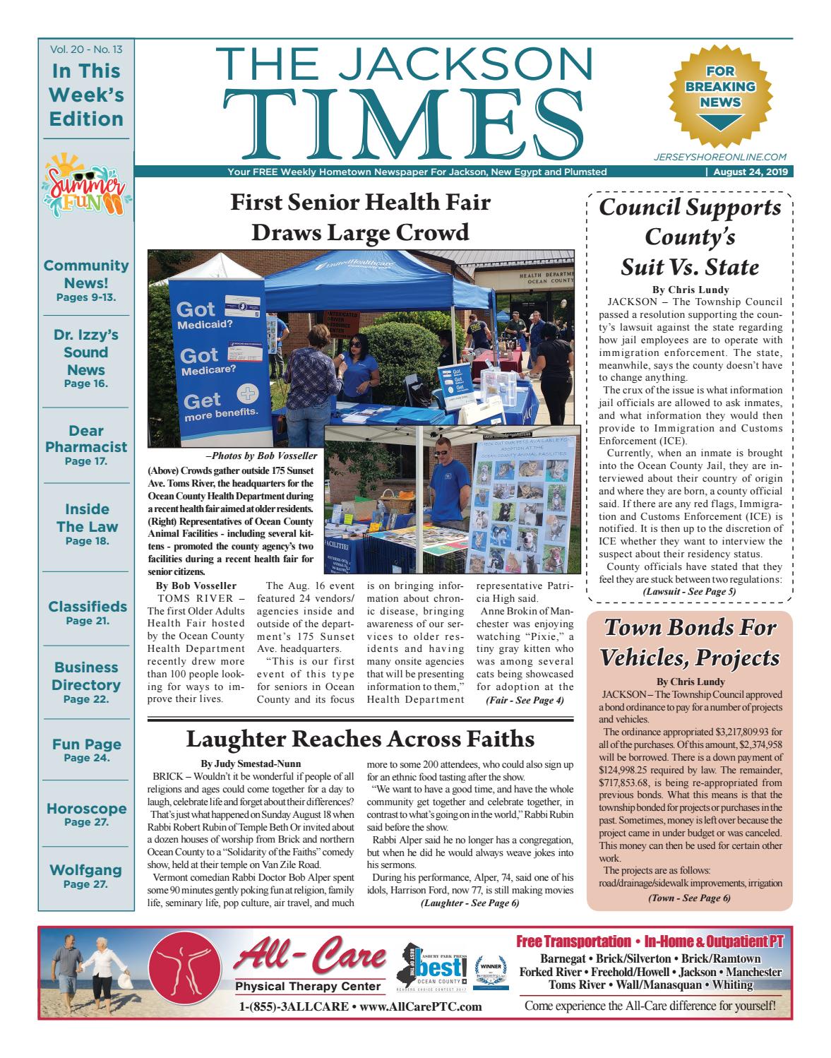 2019-08-24 - The Jackson Times by Jersey Shore Online - Issuu