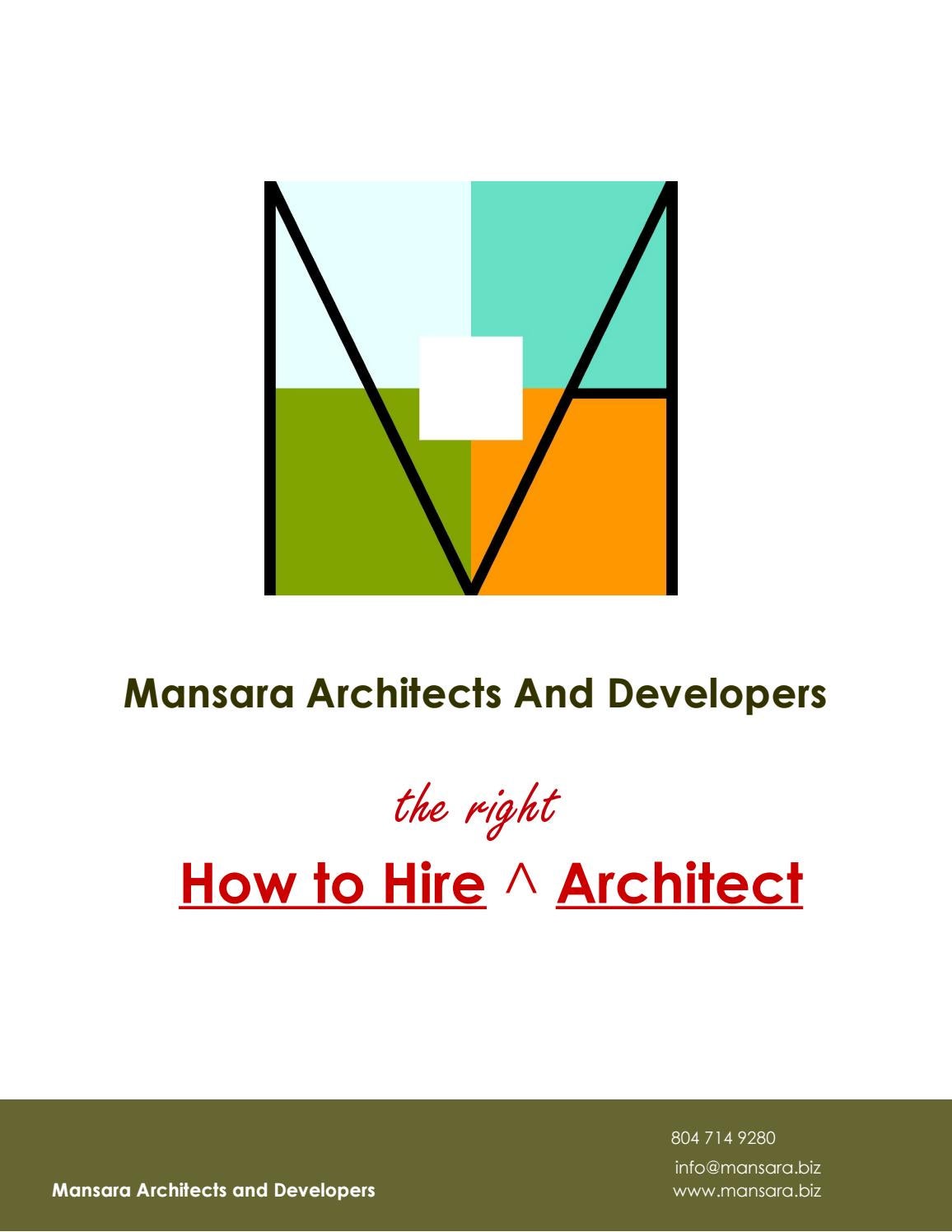 How to hire the right Architect by mansara.architecture - Issuu