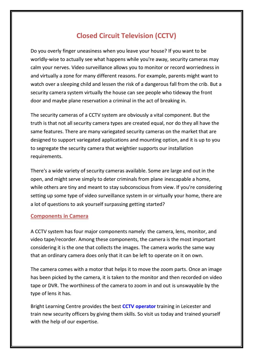CCTV operator training in Leicester by Bright Learning Centre - Issuu