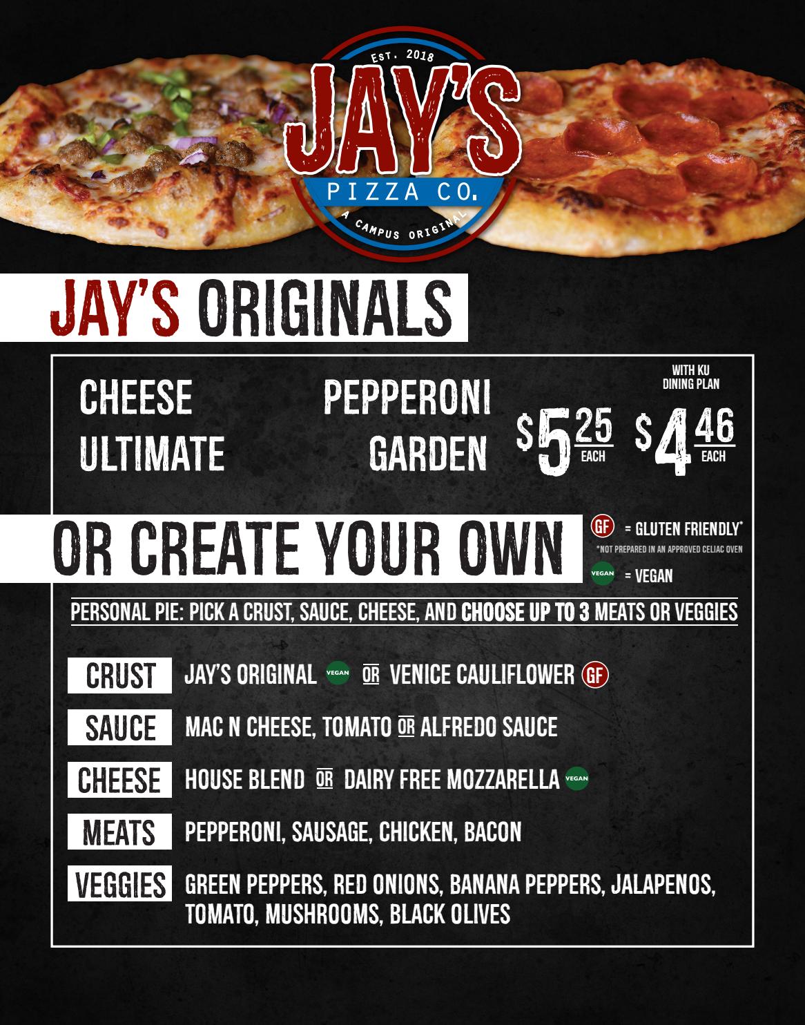 Underground Jay's Pizza Co. Menu 2019 by KU Memorial Union - Issuu
