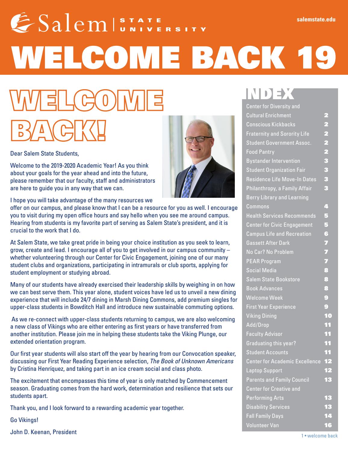 Salem State University Welcome Back Newsletter 2019 by Salem State ...