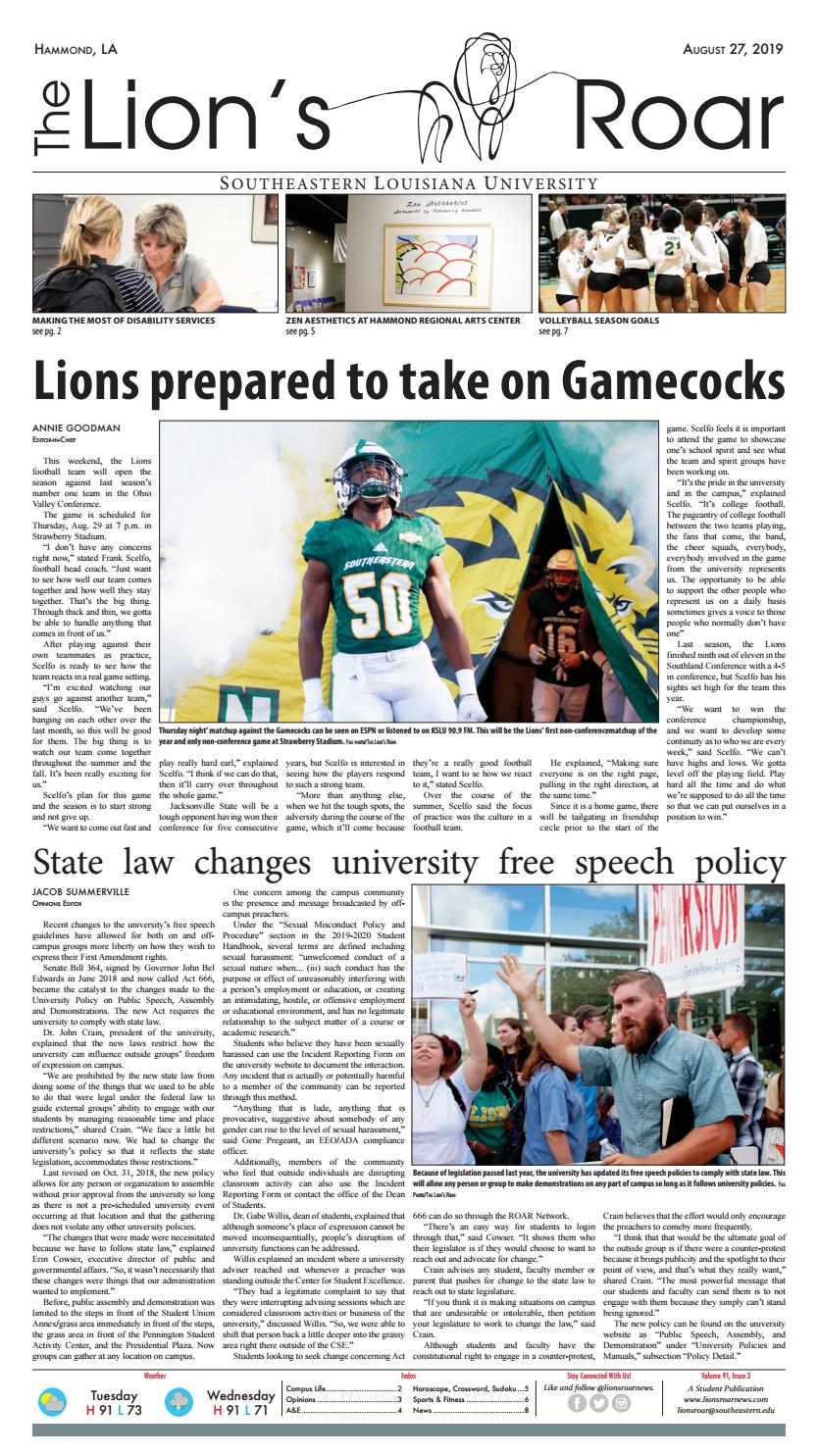 The Lion's Roar 08/27/2019 by The Lion's Roar // Le Souvenir - Issuu