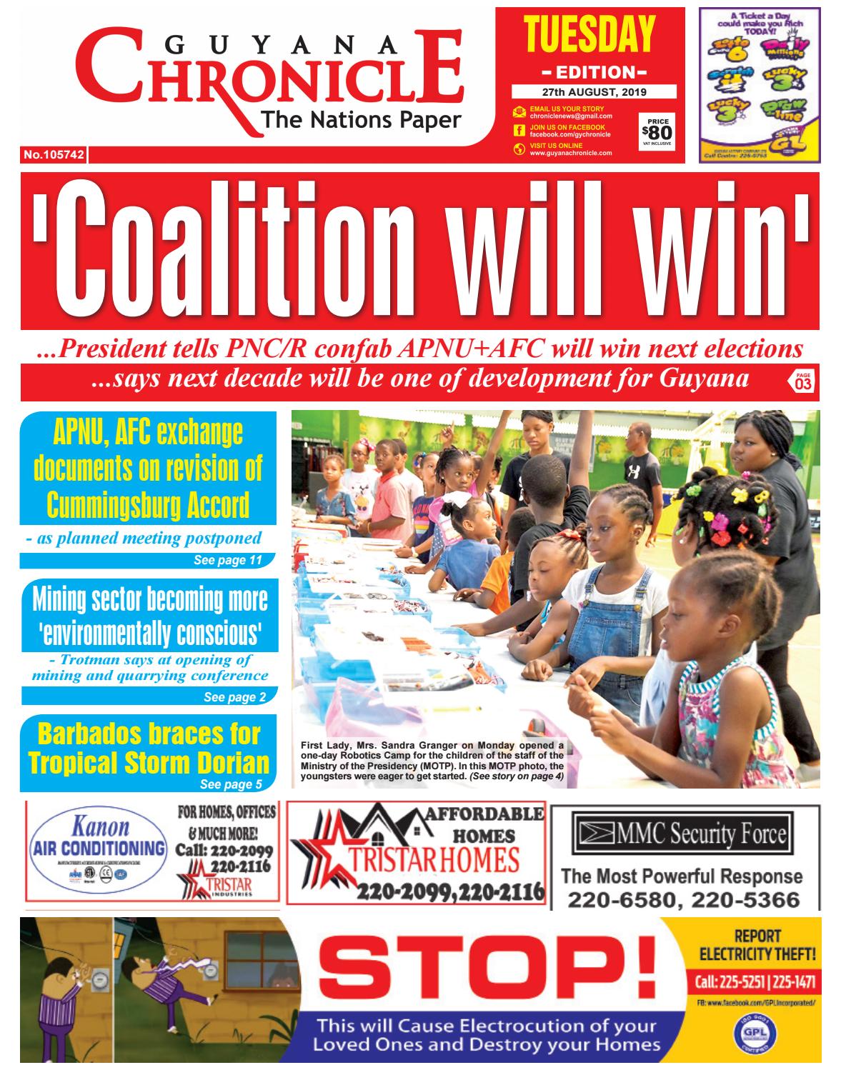 Guyana Chronicle Epaper 08 27 2019 by Guyana Chronicle - Issuu
