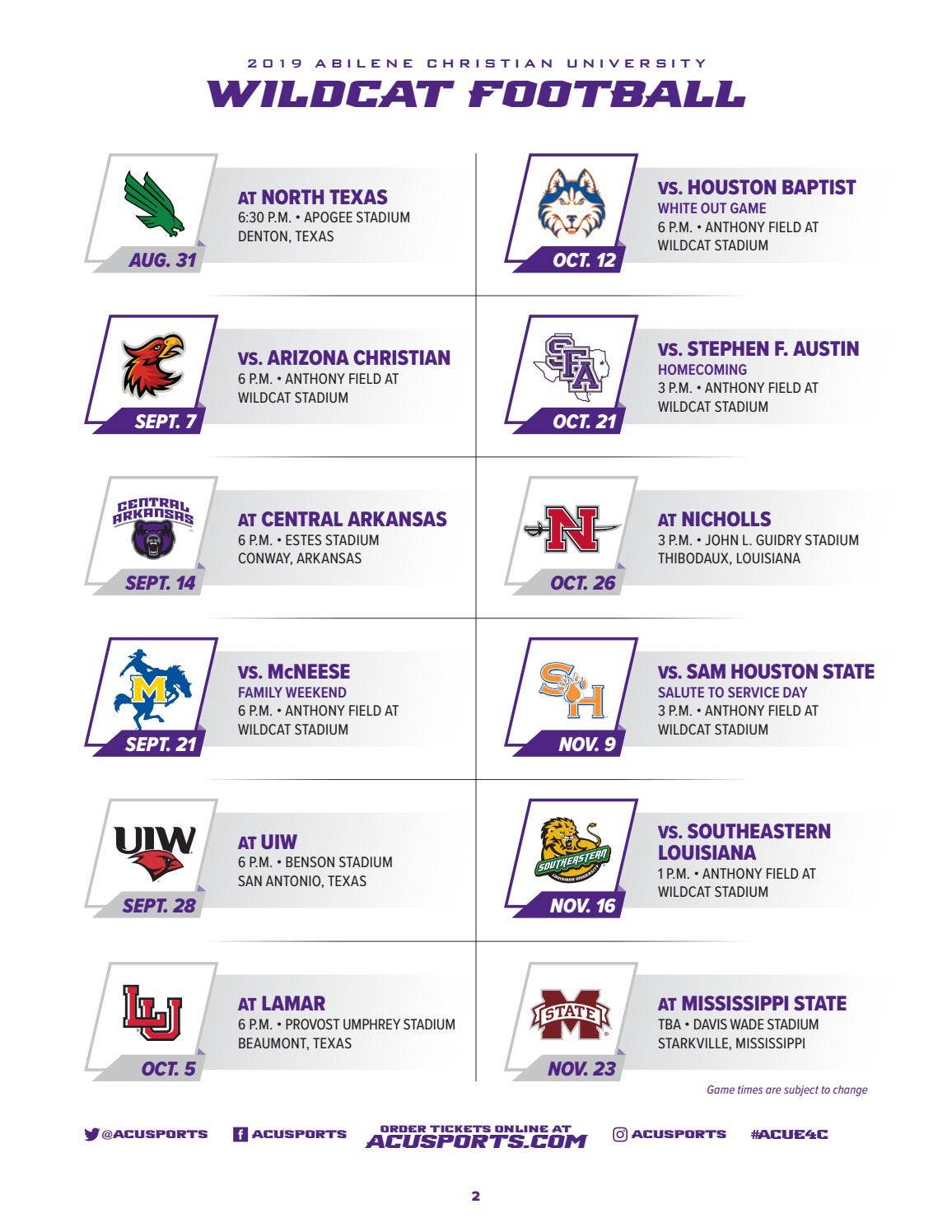 ACU Wildcat Football Fan Guide 2019 by Abilene Christian University - Issuu