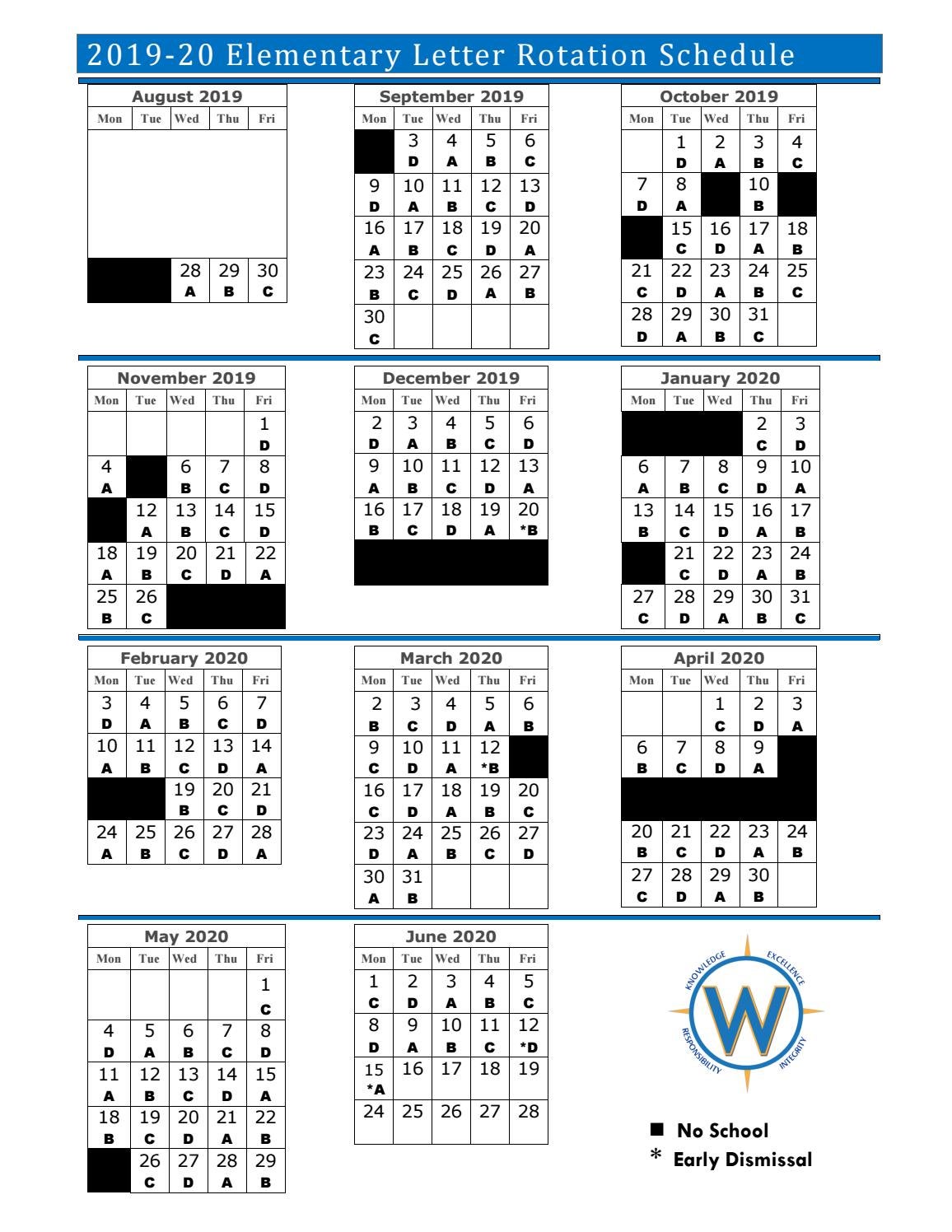 WPS Elementary Letter Rotation Schedule 2019-2020 by Waterford Public ...