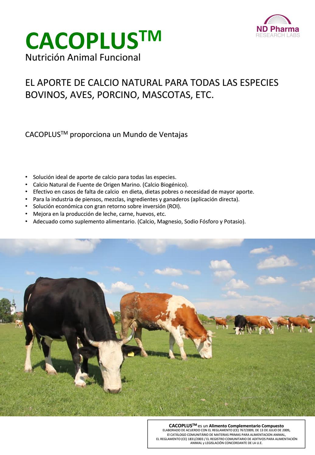 CACOPLUS TM · NATURAL CALCIUM SUPPLEMENT FOR FEEDSTUFFS AND ALL SPECIES ...