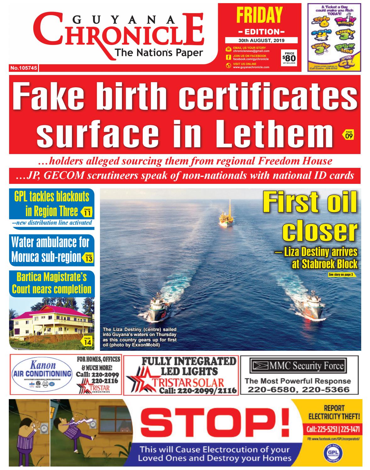 Guyana_Chronicle_Epaper_08_30_2019 by Guyana Chronicle - Issuu