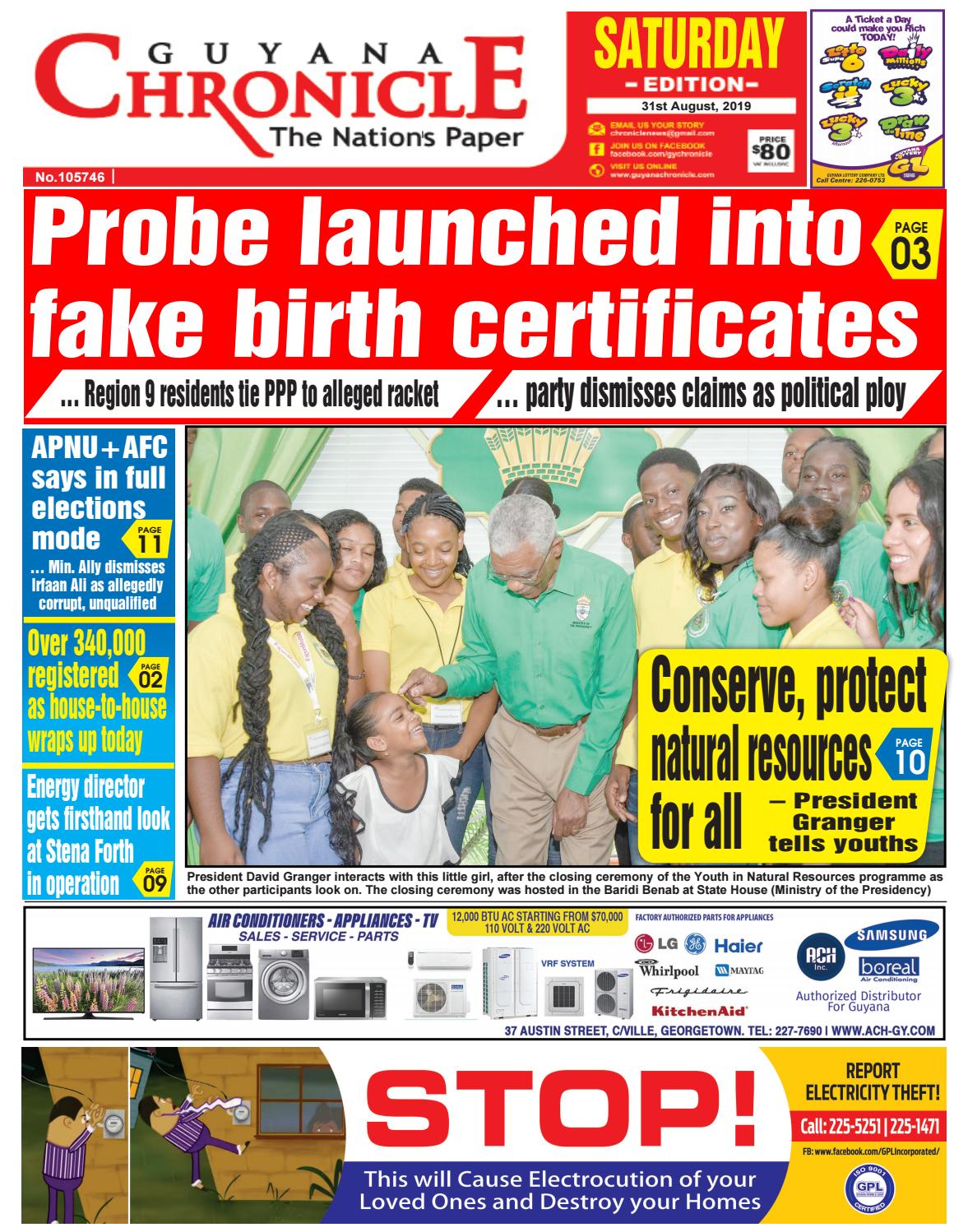 Guyana Chronicle E-Ppaper 8-31-2019 by Guyana Chronicle - Issuu