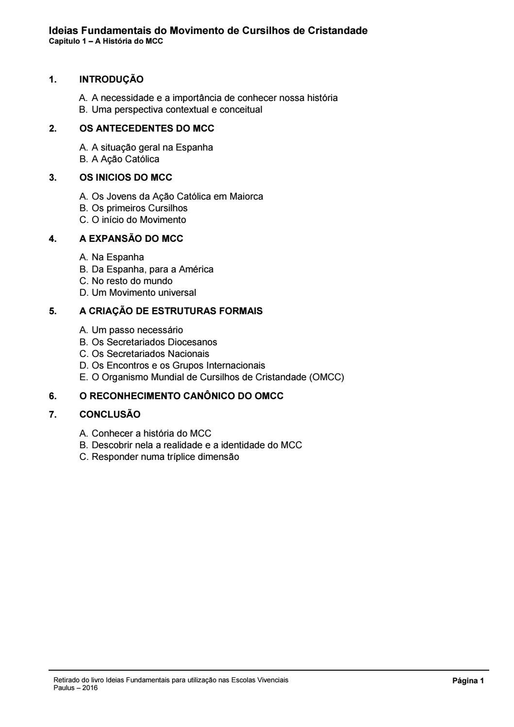 Ideias Fundamentais - História do MCC by GER Leste 1 - Issuu