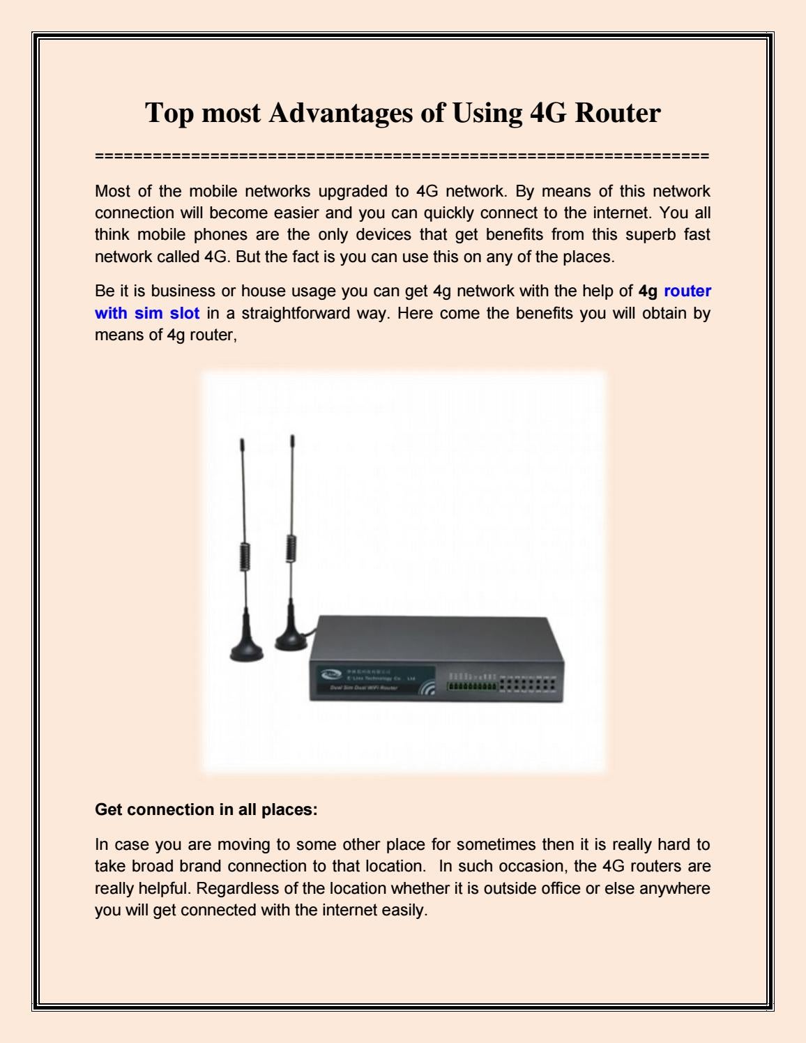 Top Most Advantages of Using 4G Router by technologyelins - Issuu