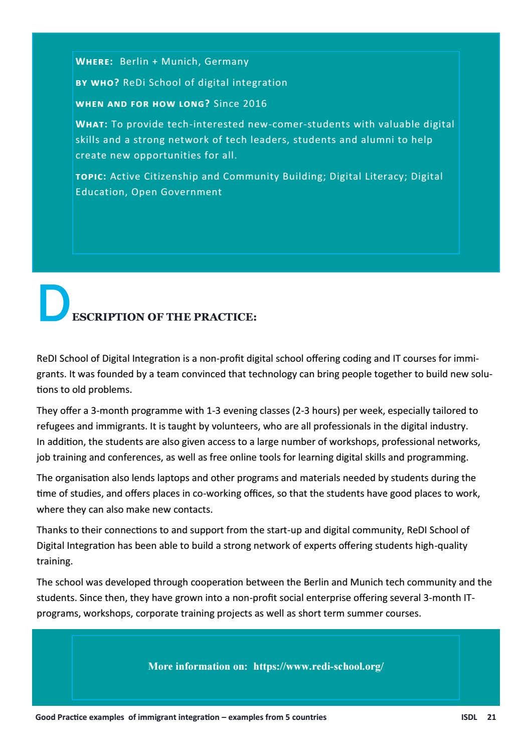 Best practices of immigrant integration – examples from 5 countries by ...