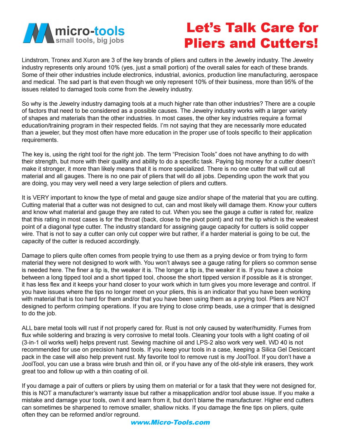 Let’s Talk Care for Pliers and Cutters! by Curt Fargo - Issuu