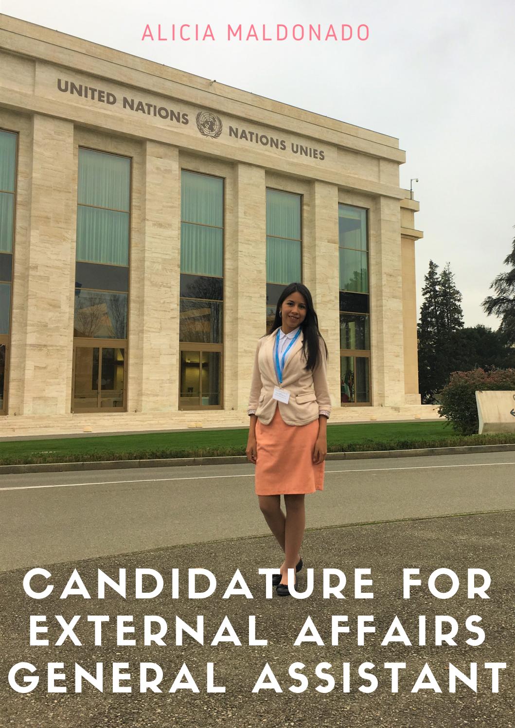 Candidature for External Affairs General Assistant - Alicia Maldonado ...