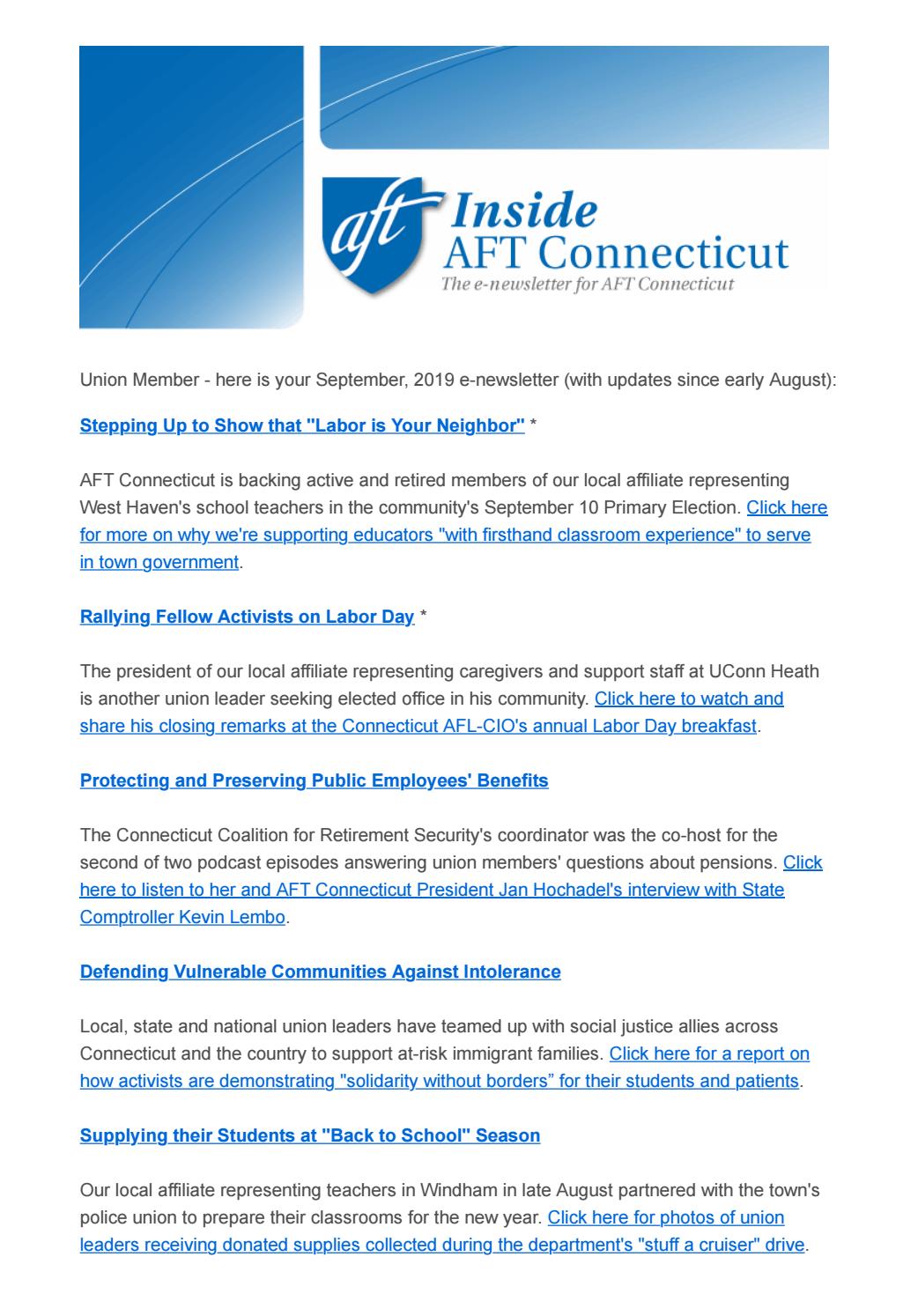 September 2019 "Inside AFT CT" by AFT Connecticut - Issuu