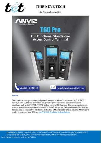 ANVIZ T60 Pro Price In Bangladesh by Third Eye Tech - Issuu