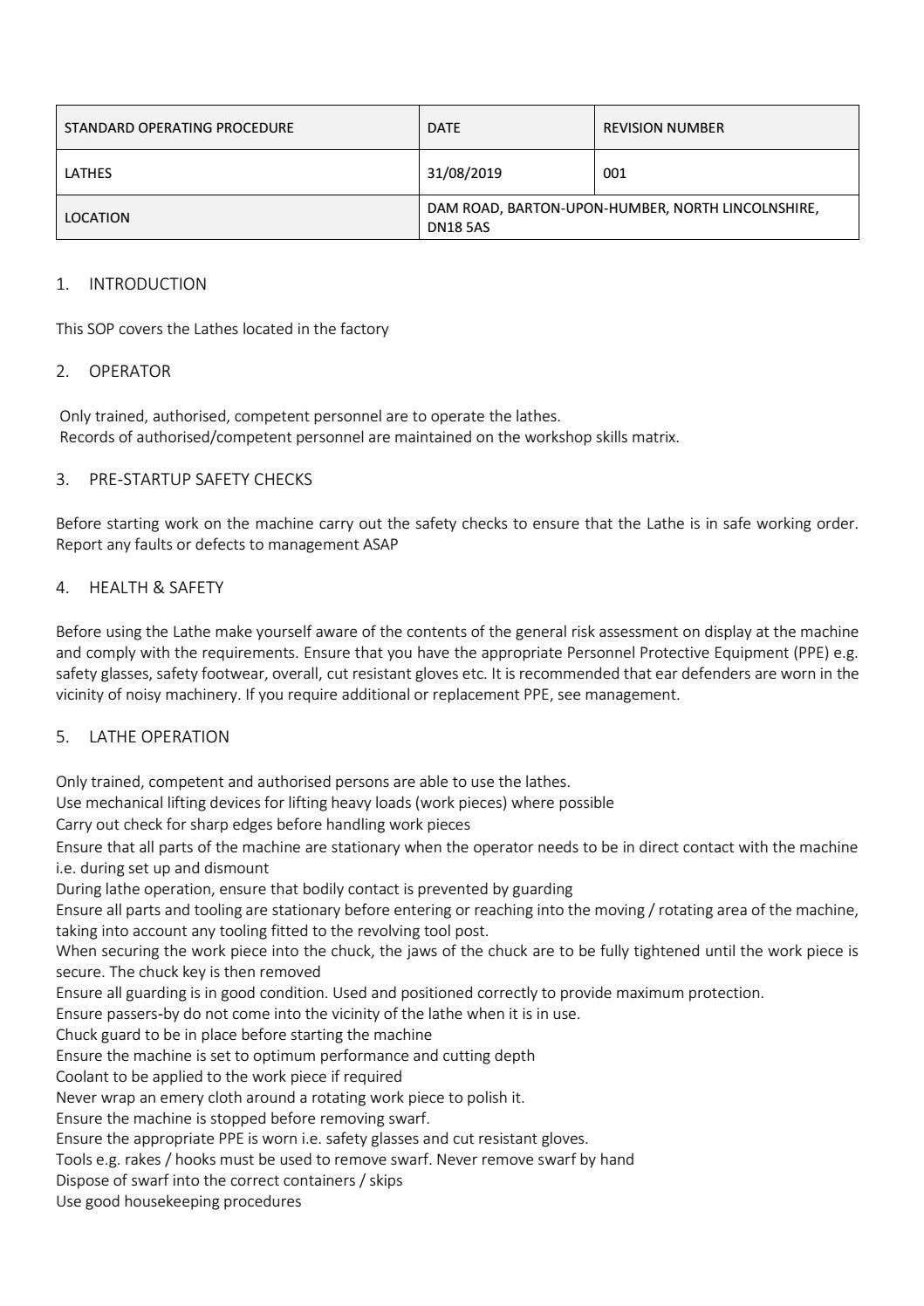 Lathes Risk Assessment by trainload - Issuu