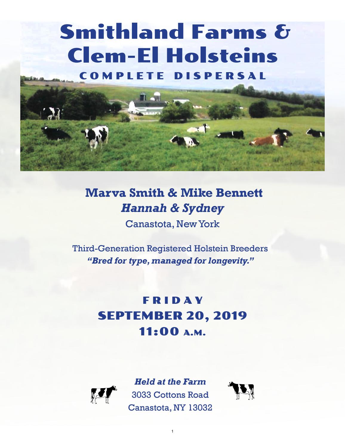 SMITHLAND FARMS & CLEM-EL Holsteins Complete Dispersal - Friday ...