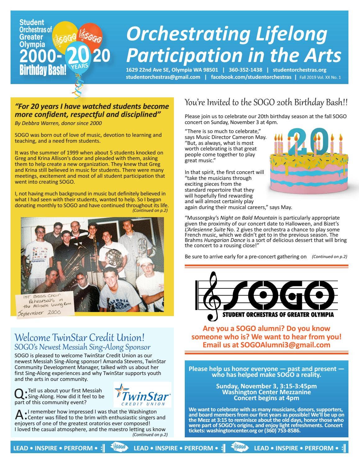 SOGO Fall 2019 Newsletter by Student Orchestras of Greater Olympia - Issuu