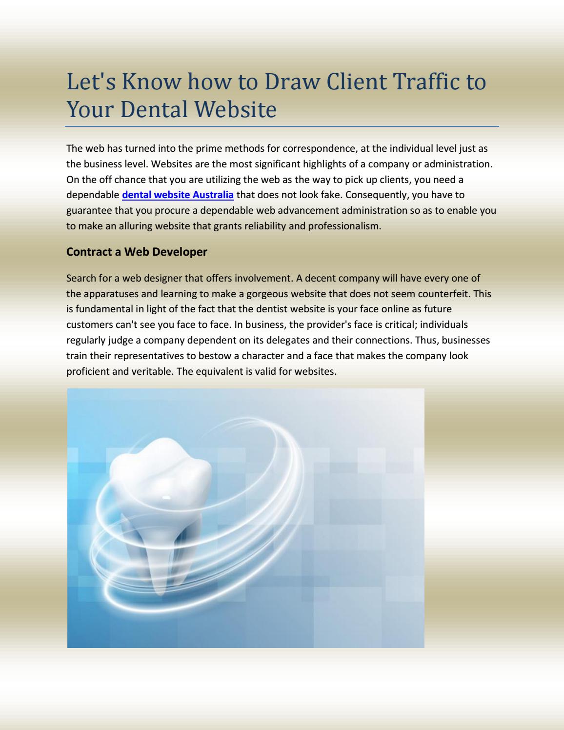 Let's Know how to Draw Client Traffic to Your Dental Website by Gamali ...