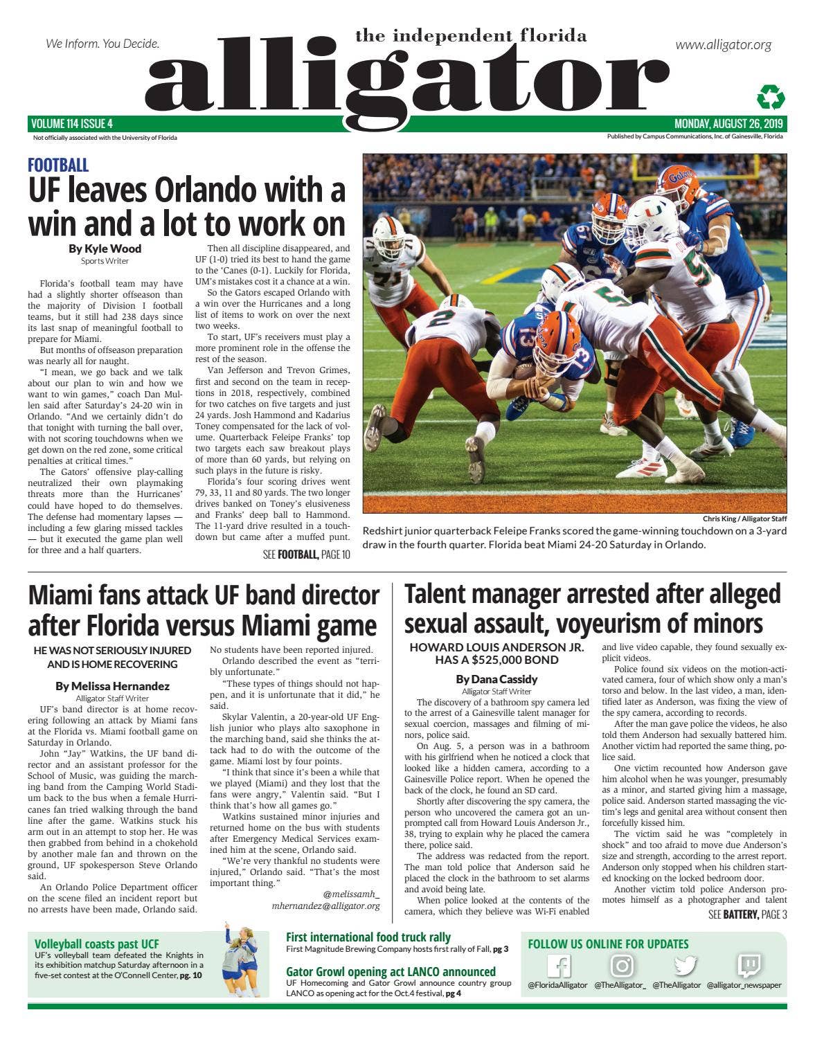 Aug. 26, 2019 (Monday) by The Independent Florida Alligator - Issuu