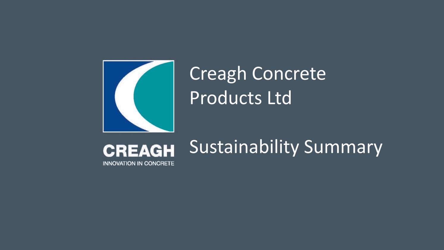 Creagh Concrete Sustainability Summary by creaghconcrete - Issuu