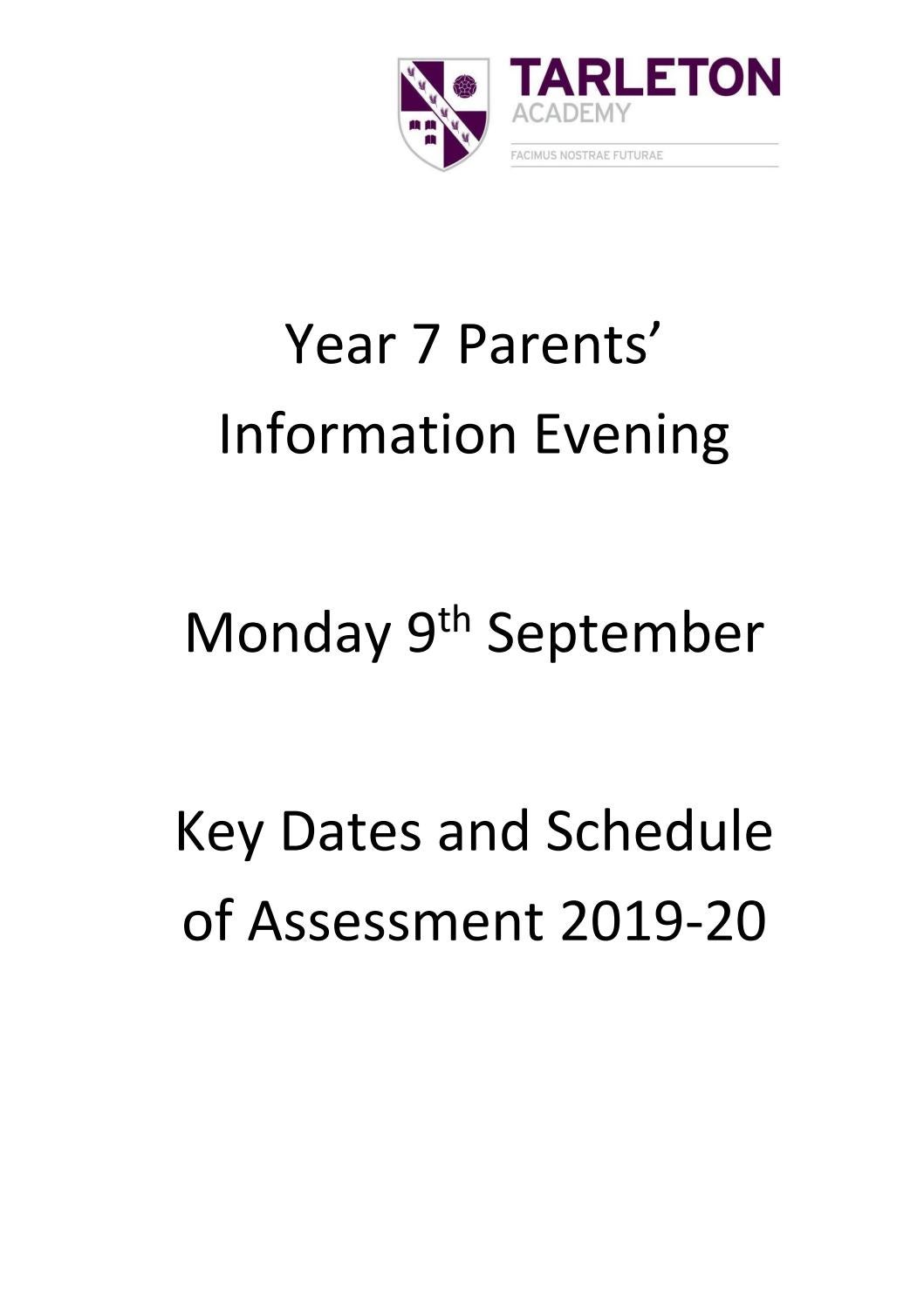 Year 7 Parents' Information Evening Handout September 2019 by Schudio ...
