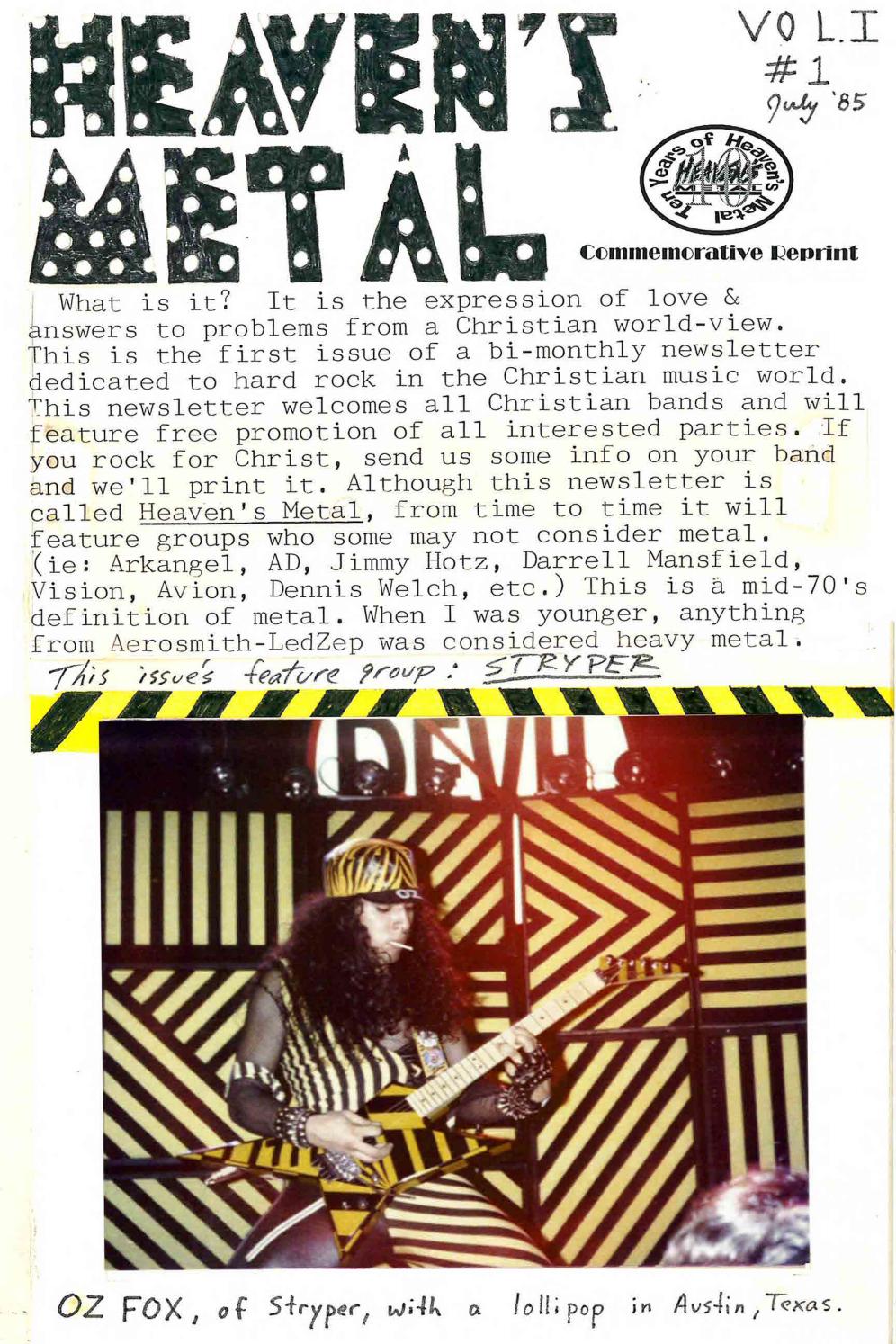 Heaven's Metal Magazine, Issue #1 (July 1985) by Heaven's Metal ...