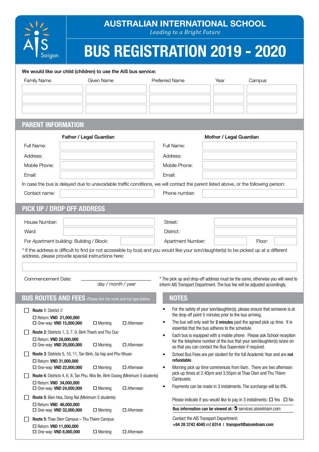 AIS Bus Registration 2019-2020 by ACG Schools - Issuu