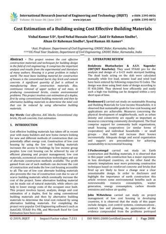 IRJET- Cost Estimation of a Building using Cost Effective Building ...