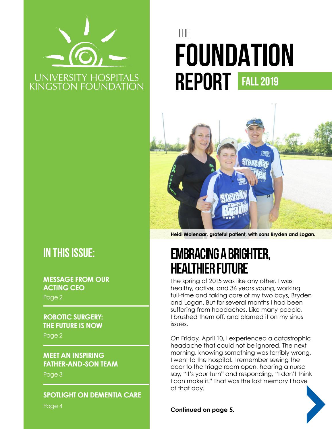 The Fall 2019 Foundation Report by University Hospitals Kingston ...